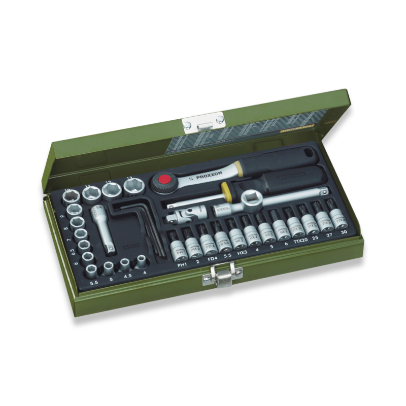 PROXXON INDUSTRIAL 36-Piece Precision Engineer's Set With 1/4" Ratchet ...