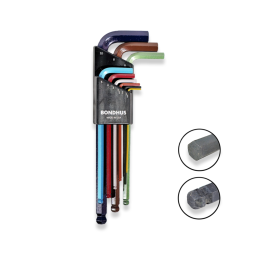 BONDHUS ColourGuard Ball End Hex Allen Key Set 9pcs Metric 1.5mm-10mm ...