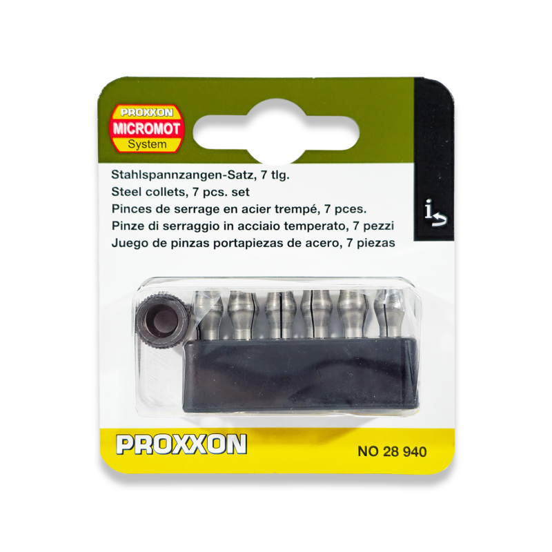 PROXXON 7pc MICROMOT Steel Collet Set 28940 - RDG Tools