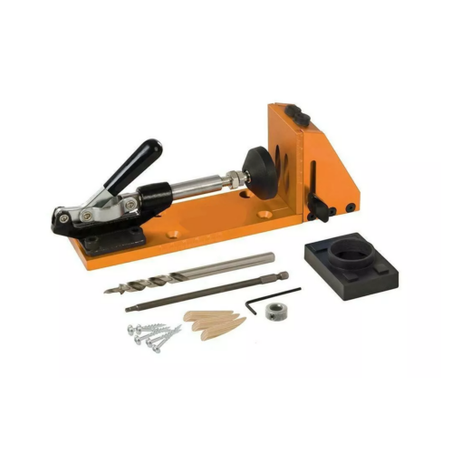 POCKET HOLE JIG KIT CLAMP SET WITH DRILLS SCREWS DOWELS MADE FROM STEEL ...