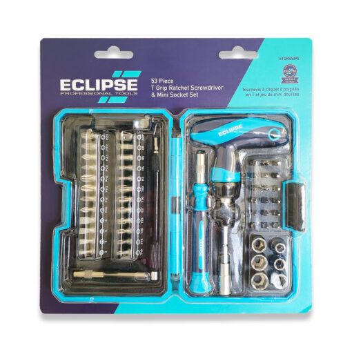 Eclipse 53 Piece T-Grip Ratchet Screwdriver & Mini Socket Set ETGRS53PS ...