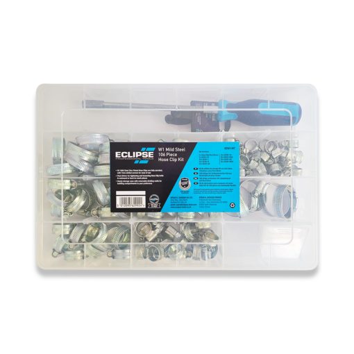 Eclipse 106 Piece Hose Clip Set With Flexi Driver W1 Mild Steel ECW1 ...