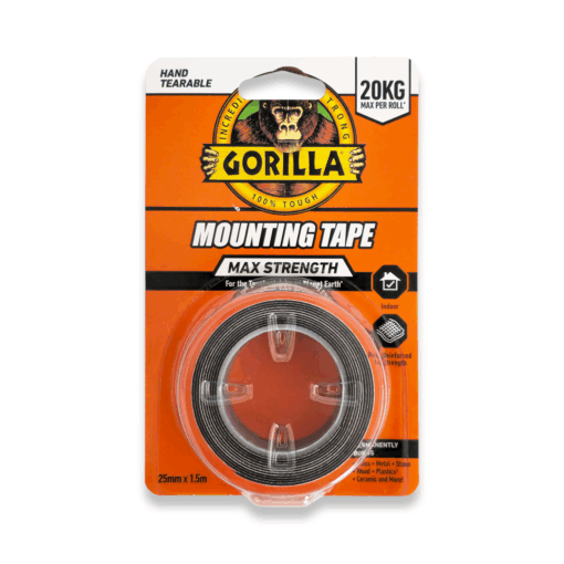 Gorilla Max Strength Indoor Mounting Tape 25mm x 1.5m Roll 114791 - RDG ...