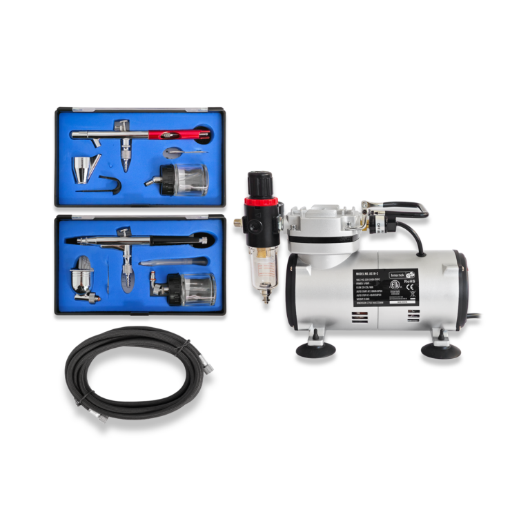 AIRBRUSH COMPRESSOR KIT WITH AIR BRUSHES 134 + 800 AND HOSE - RDG Tools