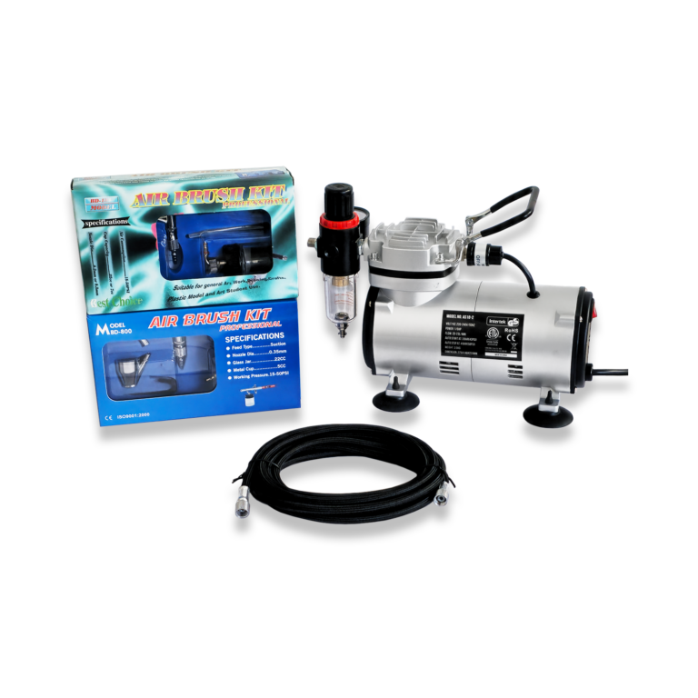 AIRBRUSH COMPRESSOR KIT WITH AIR BRUSHES 134 + 800 AND HOSE - RDG Tools